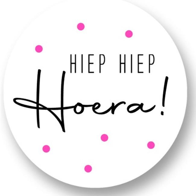 Hiep Hiep Hoera Roze stip - RonaDesign